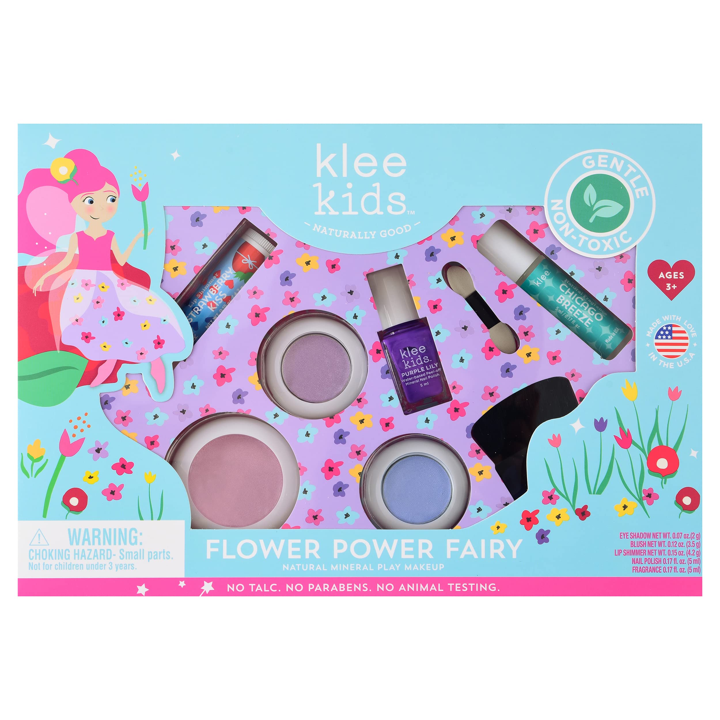 Luna Star Naturals Klee Kids Deluxe Play Makeup Kit. Gentle and Non-Toxic. Made in USA. (Flower Power Fairy)