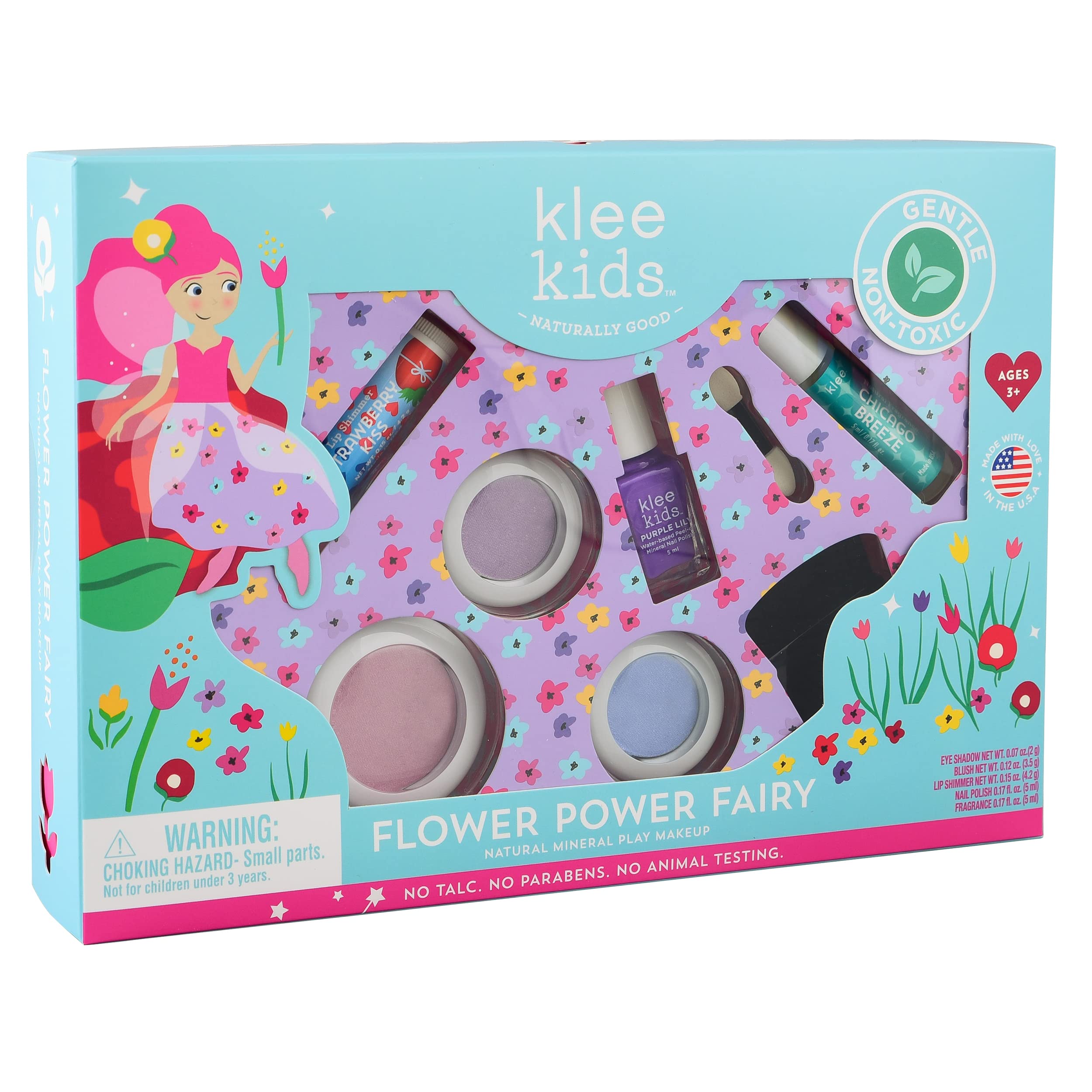 Luna Star Naturals Klee Kids Deluxe Play Makeup Kit. Gentle and Non-Toxic. Made in USA. (Flower Power Fairy)