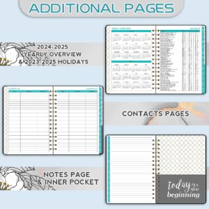 2024 Planner - January 2024 - December 2024, Weekly & Monthly Planner with Tabs, 6.3" x 8.4", Hardcover with Back Pocket + Thick Paper + Twin-Wire Binding - Gray