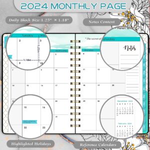 2024 Planner - January 2024 - December 2024, Weekly & Monthly Planner with Tabs, 6.3" x 8.4", Hardcover with Back Pocket + Thick Paper + Twin-Wire Binding - Gray