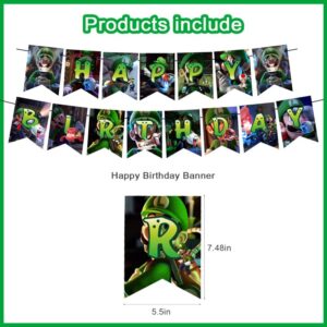 Luigi Mansion Birthday Party Decorations, Halloween Horror Theme Party Supplies with Happy Birthday Banner, Cake Toppers, Balloons for Kids Adults Party Favors