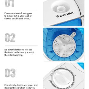 TABU Mini Portable Washing Machine, Small Washer no dryer, 7.7lbs Small Semi-Automatic Compact Washer, Timer Control Single Semi-Clear Tub1