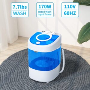 TABU Mini Portable Washing Machine, Small Washer no dryer, 7.7lbs Small Semi-Automatic Compact Washer, Timer Control Single Semi-Clear Tub1