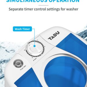 TABU Mini Portable Washing Machine, Small Washer no dryer, 7.7lbs Small Semi-Automatic Compact Washer, Timer Control Single Semi-Clear Tub1