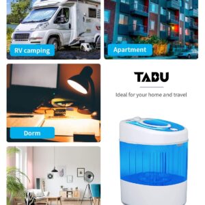 TABU Mini Portable Washing Machine, Small Washer no dryer, 7.7lbs Small Semi-Automatic Compact Washer, Timer Control Single Semi-Clear Tub1