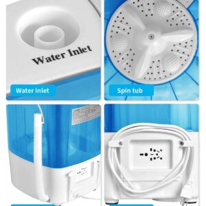 TABU Mini Portable Washing Machine, Small Washer no dryer, 7.7lbs Small Semi-Automatic Compact Washer, Timer Control Single Semi-Clear Tub1