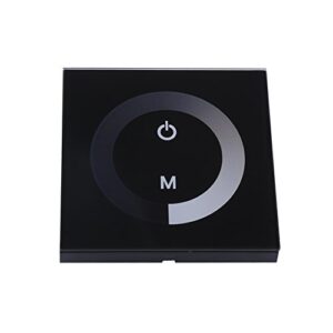 LED Dimmer Switch, Single Color Touch Panel Dimmer Wall Switch Controller LED Light Strip DC 12V-24V(Black)