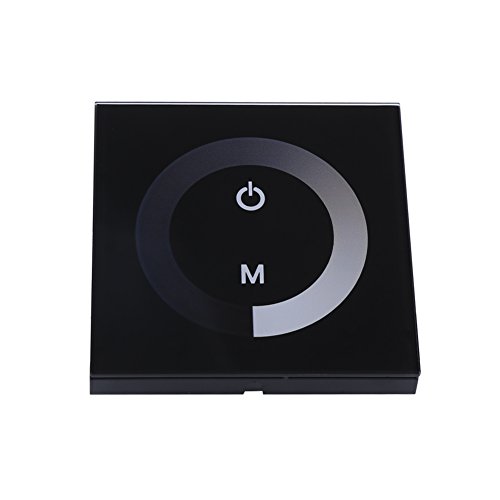 LED Dimmer Switch, Single Color Touch Panel Dimmer Wall Switch Controller LED Light Strip DC 12V-24V(Black)