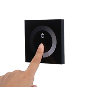 LED Dimmer Switch, Single Color Touch Panel Dimmer Wall Switch Controller LED Light Strip DC 12V-24V(Black)