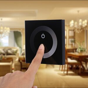 led dimmer switch, single color touch panel dimmer wall switch controller led light strip dc 12v-24v(black)