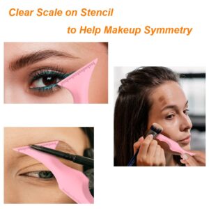 URGINO 5 in 1 Silicone Eyeliner Stencils Reusable Clean Winged Liner for Eyes,Make up Tools as Eyelash Shield/Eyebrow Shaping/Jaw Line/Lip Line for Beginners(Pink)…