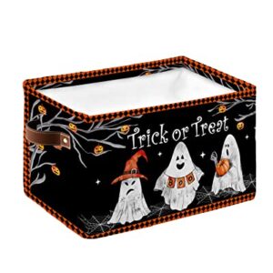 Large Storage Baskets Bins Halloween Collapsible Storage Box Laundry Organizer for Closet Shelf Nursery Kids Bedroom Orange Black Plaid Boo Ghost Pumpkin Trick or Treat