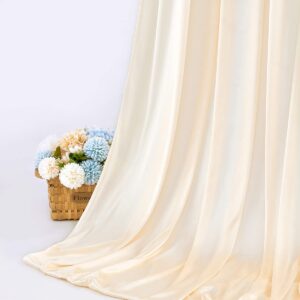 10x10FT Ivory Backdrop Curtain for Party Wedding Polyester Fabric Drapery Photo Curtains Backdrop Decor for Baby Shower Party Background