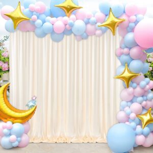 10x10FT Ivory Backdrop Curtain for Party Wedding Polyester Fabric Drapery Photo Curtains Backdrop Decor for Baby Shower Party Background