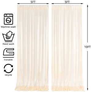 10x10FT Ivory Backdrop Curtain for Party Wedding Polyester Fabric Drapery Photo Curtains Backdrop Decor for Baby Shower Party Background