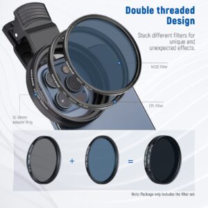 NEEWER 58 mm Lens Filter Kit with Mobile Phone Lens Clip, CPL, ND32, 6 Point Star Filter, Graduated Filter (4 Colours), Compatible with iPhone 15 14 Pro Max 13 12 11 & Canon Nikon Sony Cameras