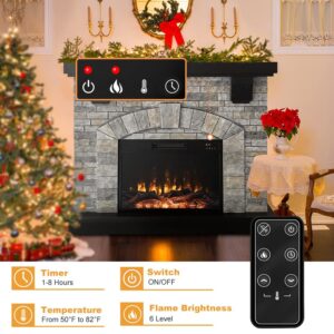 Cloud Mountain Electric Fireplace with Mantel, Tall Fire Place Heater Freestanding with Remote Control Timer LED Flame for Living Room Bedroom