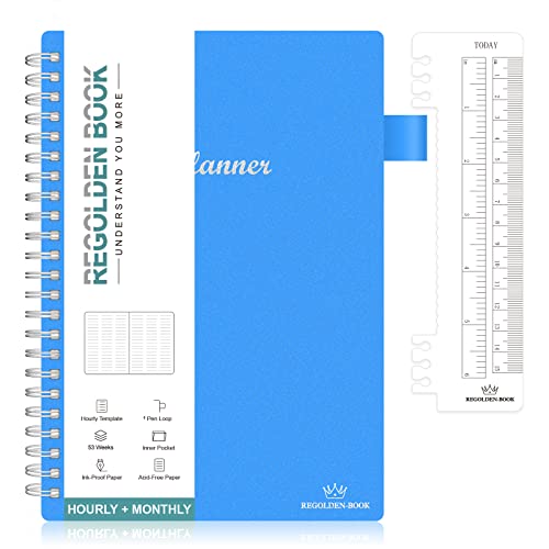 Weekly Schedule Planner Undated with Year Weekly Monthly, Regolden-Book Hourly Appointment Book Academic Planner, 53 Weeks,12 Month Journal Notebook Productivity with Twin-Wire Binding Flexible Cover