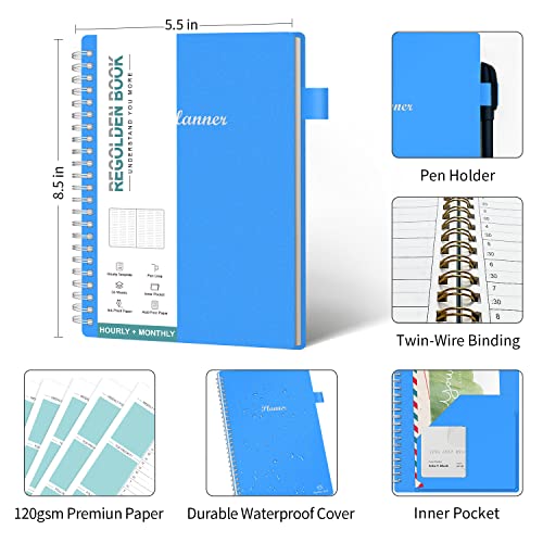 Weekly Schedule Planner Undated with Year Weekly Monthly, Regolden-Book Hourly Appointment Book Academic Planner, 53 Weeks,12 Month Journal Notebook Productivity with Twin-Wire Binding Flexible Cover