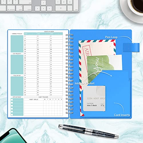 Weekly Schedule Planner Undated with Year Weekly Monthly, Regolden-Book Hourly Appointment Book Academic Planner, 53 Weeks,12 Month Journal Notebook Productivity with Twin-Wire Binding Flexible Cover