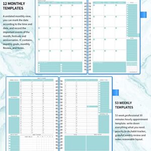 Weekly Schedule Planner Undated with Year Weekly Monthly, Regolden-Book Hourly Appointment Book Academic Planner, 53 Weeks,12 Month Journal Notebook Productivity with Twin-Wire Binding Flexible Cover