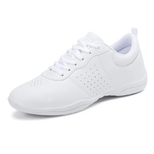 fofowhat dance shoes for women training competition dance cheer sneakers athletic performance tennis walking shoes white size 5.5 female