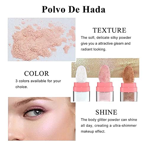 3 Color Glitter Powder Highlighter Makeup, Body Brightens the Natural Three-Dimensional Face Blusher Fairy Highlight Patting Powder.