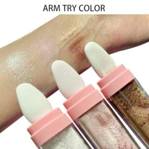 3 Color Glitter Powder Highlighter Makeup, Body Brightens the Natural Three-Dimensional Face Blusher Fairy Highlight Patting Powder.