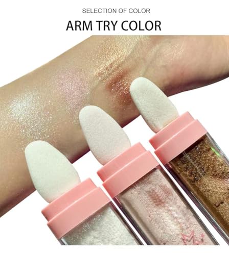 3 Color Glitter Powder Highlighter Makeup, Body Brightens the Natural Three-Dimensional Face Blusher Fairy Highlight Patting Powder.