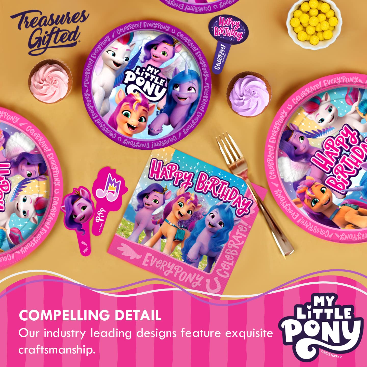 Treasures Gifted Officially Licensed My Little Pony Cupcake Toppers & Wrappers 24ct - My Little Pony Cake Decorations - My Little Pony Cake Toppers - My Little Pony Birthday Party Supplies