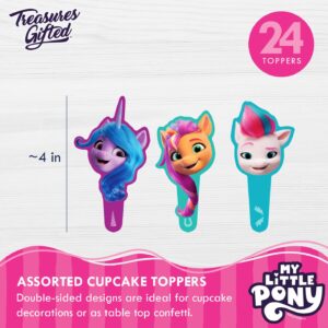 Treasures Gifted Officially Licensed My Little Pony Cupcake Toppers & Wrappers 24ct - My Little Pony Cake Decorations - My Little Pony Cake Toppers - My Little Pony Birthday Party Supplies