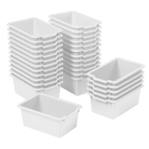 ecr4kids scoop front storage bin, multipurpose organization, white, 30-piece