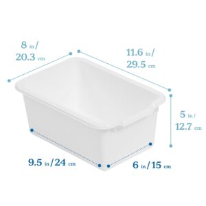 ECR4Kids Scoop Front Storage Bin, Multipurpose Organization, White, 30-Piece