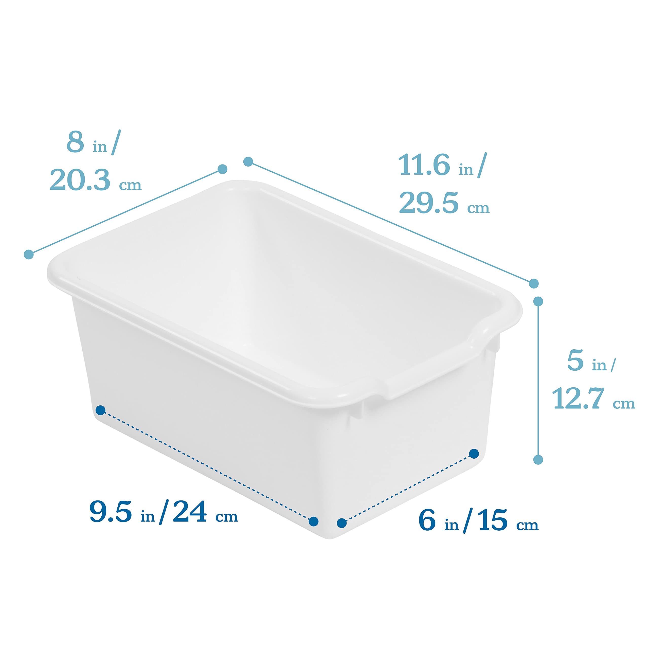 ECR4Kids Scoop Front Storage Bin, Multipurpose Organization, White, 30-Piece