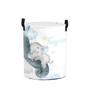 personalized watercolor star elephant waterproof laundry basket handles collapsible hamper storage basket for office bathroom