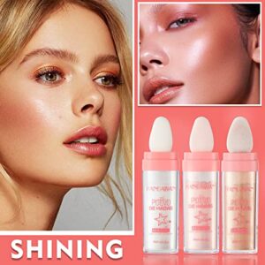 3PCS Polvo De Hadas Highlighter Glitter Stick Body Glitter Shimmer Face Brightening Highlighter Contour Powder Makeup Stick Face Blusher Fairy Glitter Highlighter Makeup - White,Pink,Golden brown