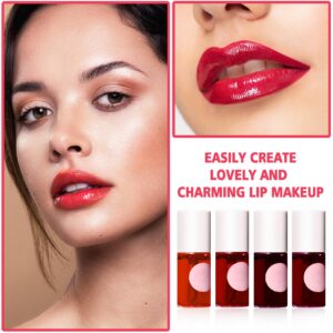 XINGXYUEL 4PCS Lip Tint Stain Set Velvet Lip Stain Lip Gloss Lip and Cheek Tint Non Sticky Tinted Lip Gloss Long Lasting Liquid Lipstick Set