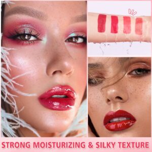 XINGXYUEL 4PCS Lip Tint Stain Set Velvet Lip Stain Lip Gloss Lip and Cheek Tint Non Sticky Tinted Lip Gloss Long Lasting Liquid Lipstick Set