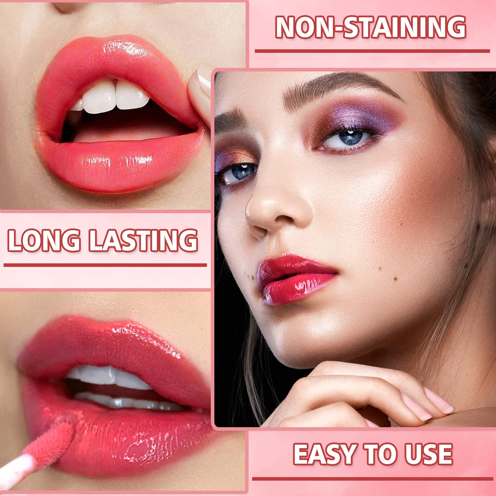 XINGXYUEL 4PCS Lip Tint Stain Set Velvet Lip Stain Lip Gloss Lip and Cheek Tint Non Sticky Tinted Lip Gloss Long Lasting Liquid Lipstick Set