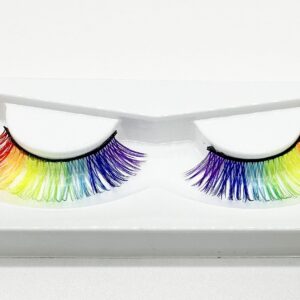 Alluring Synthetic Mink Lashes Reusable Strip False Eyelashes Cat-Eye, Fun Colored 3D Look Lashes, 2 Layers (Rainbow)