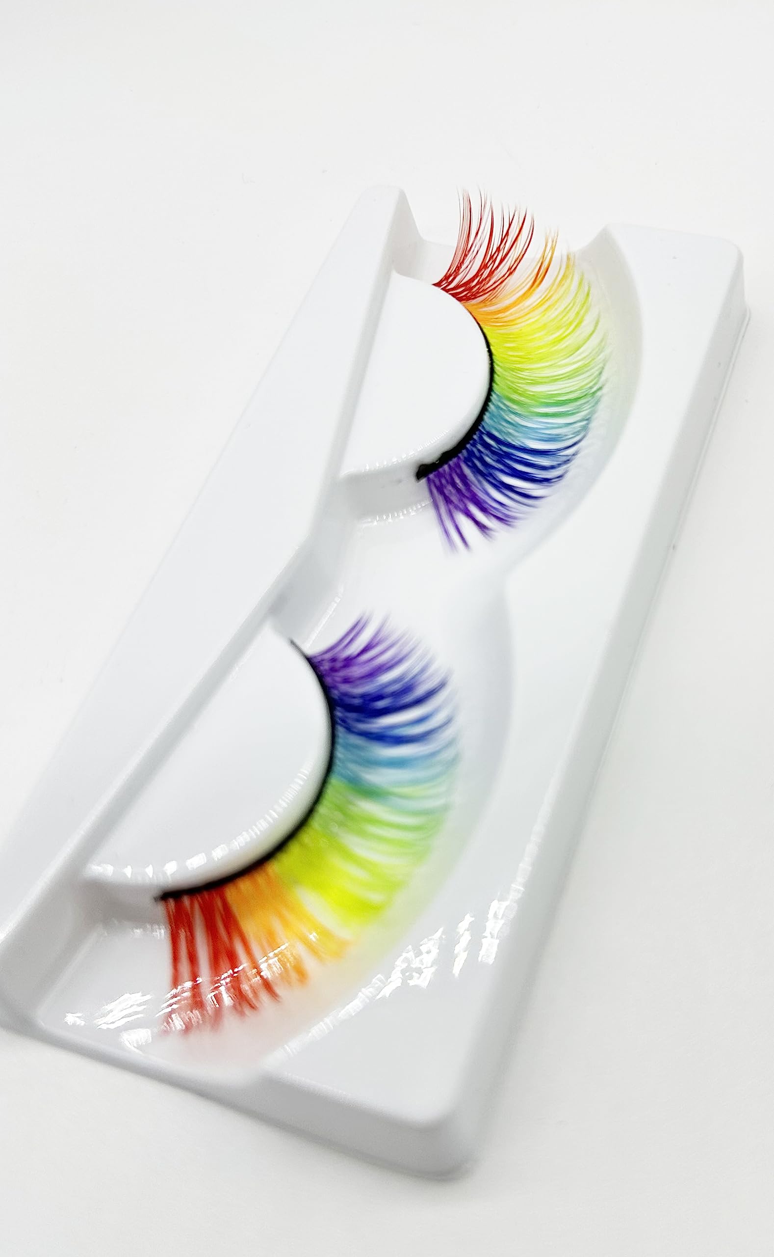 Alluring Synthetic Mink Lashes Reusable Strip False Eyelashes Cat-Eye, Fun Colored 3D Look Lashes, 2 Layers (Rainbow)