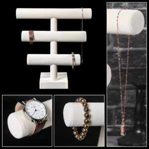 Pangkeep 3 Tier Bracelet Holder,Bracelet Displays for Selling,Beige Jewelry Display Stand for Bangles Necklaces Hair ties Scrunchies Watches