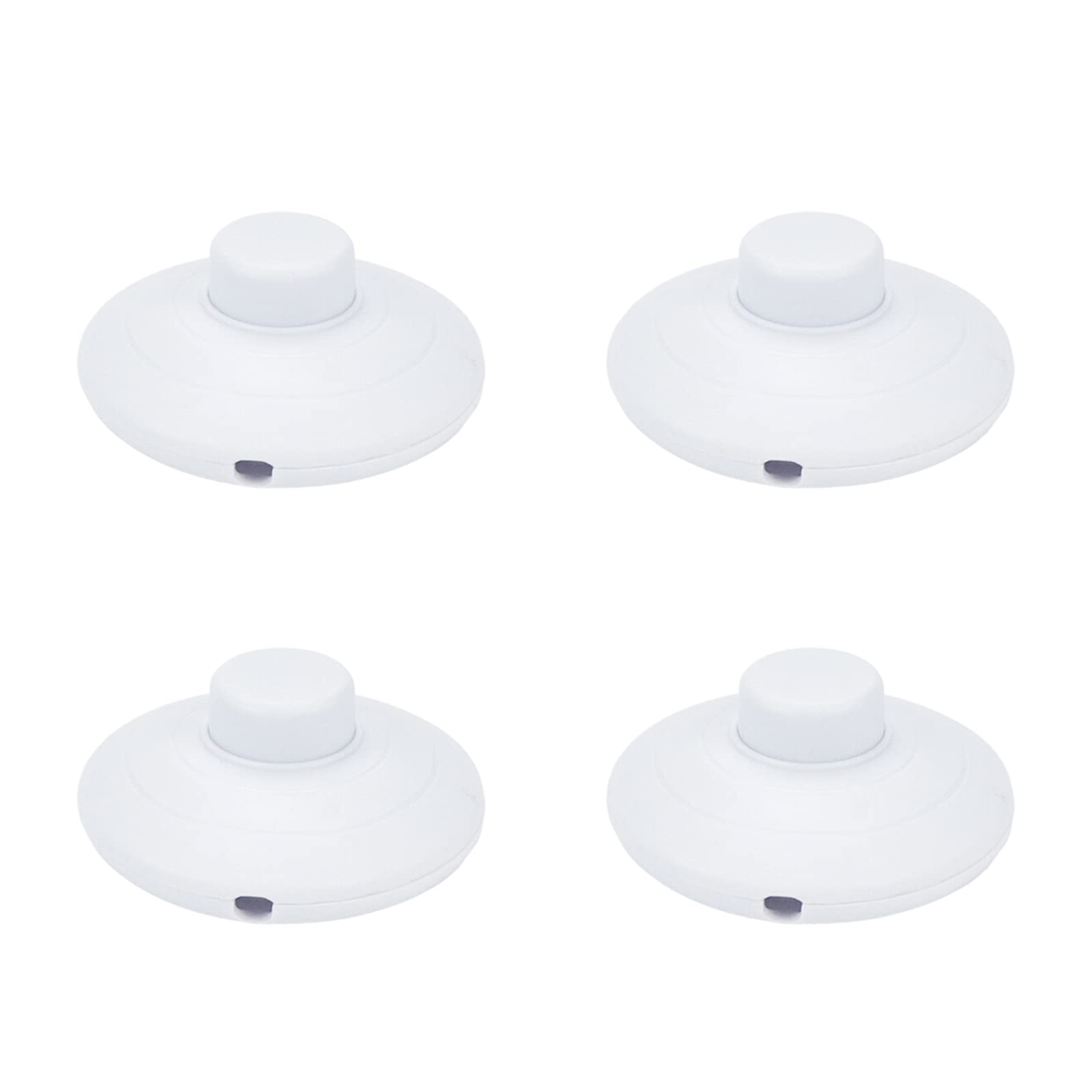 Coshar Pack of 4 Floor Foot Switch, Foot Pedal Lamp Switch Inline, Step-on-Button Control Switch for Light Lamp On-Off Control - White