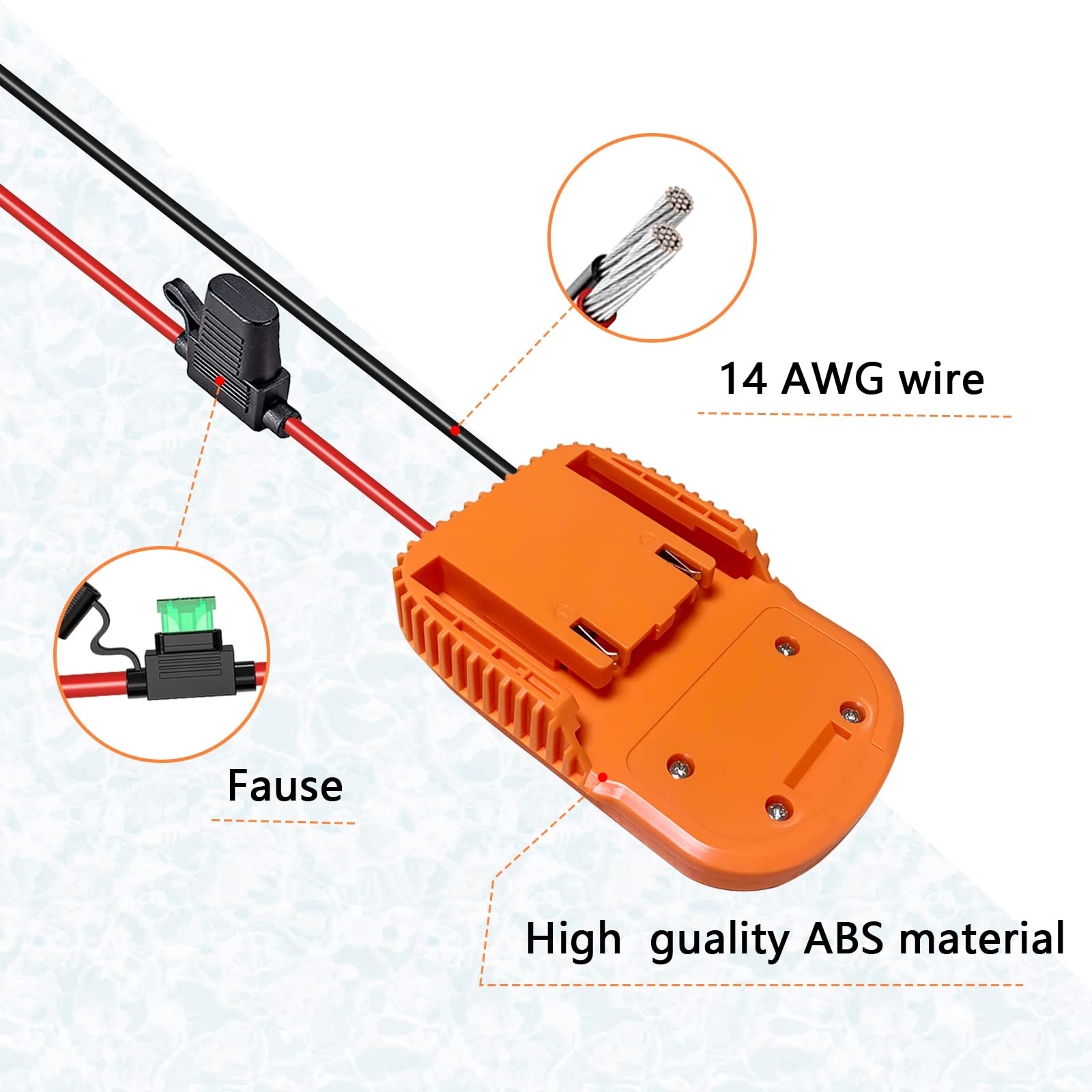 EID Power Wheels Adapter for Ridgid Battery 18V AEG Hyper Li-ion Battery Dock Power Connector with 14AW Wire and Fuse for DIY Use, RC Toy, Rc Car Truck, e-Bike