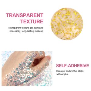 Face Glitter Gel,Body Glitter Gel,Chunky Glitter for Face Body Hair Nails Eyeshadow Holographic Cosmetic,Festival Glitter Makeup,50ml (#06 White + #02 Gold)