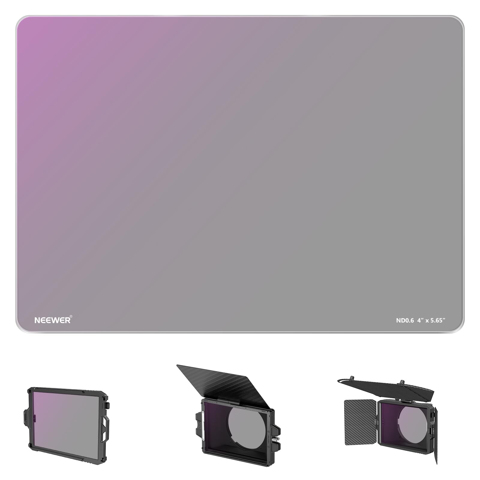 NEEWER ND0.6(2 Stops) Square ND Filter, 4"x5.65" Cinema Neutral Density Filter Compatible with Tilta Compatible with SmallRig Matte Box, Slim Multi Coated HD Optical Glass/25% Light Transmittance