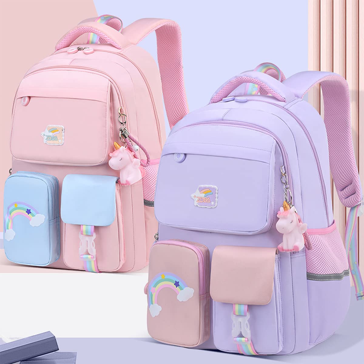 Unicorn Girls Backpack Cute Laptop Backpacks Casual Durable Lightweight Travel Bags Waterproof Bookbag For School (purple)