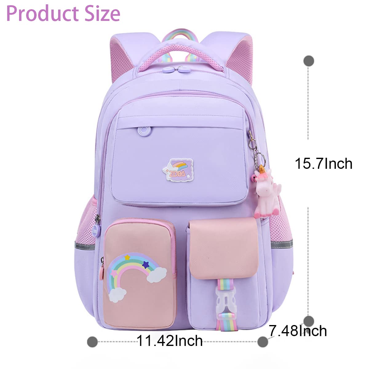 Unicorn Girls Backpack Cute Laptop Backpacks Casual Durable Lightweight Travel Bags Waterproof Bookbag For School (purple)