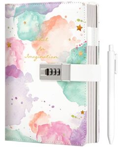 cagie diary for girls age 8-12 gifts for 9 10 11 12 year old girls diary with lock, tie dye design 192 pages lock diary with pen, 5.7 x 8.5 inch birthday gifts for girl journal with lock