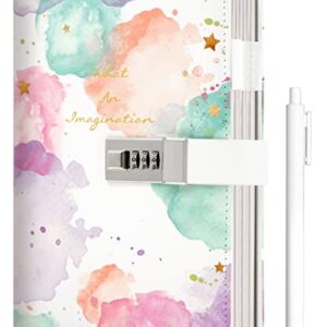 CAGIE Diary for Girls Age 8-12 Gifts for 9 10 11 12 Year Old Girls Diary with Lock, Tie Dye Design 192 Pages Lock Diary with Pen, 5.7 x 8.5 Inch Birthday Gifts for Girl Journal with Lock